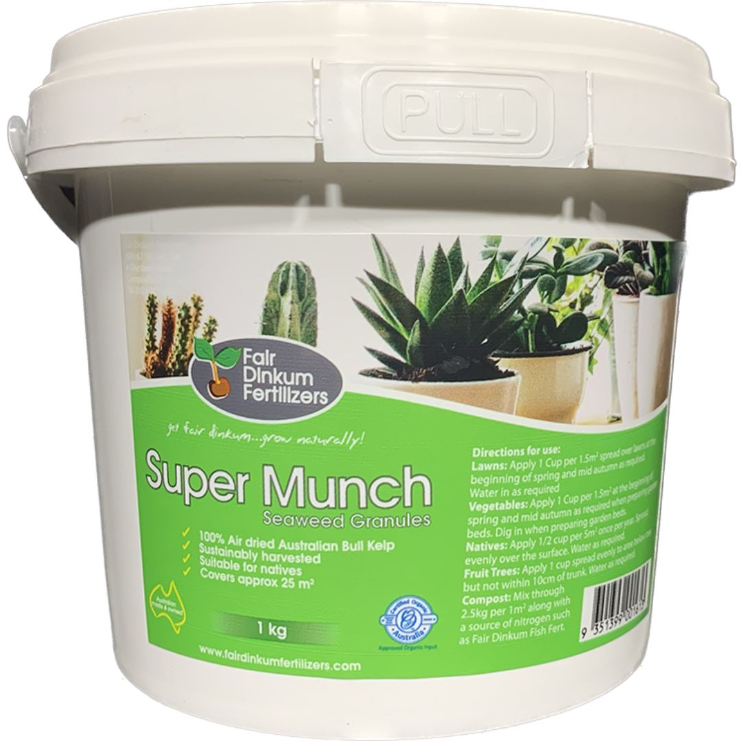 Fair Dinkum Fertilizers Super Munch Granules 1kg – Lumpys Nursery ...